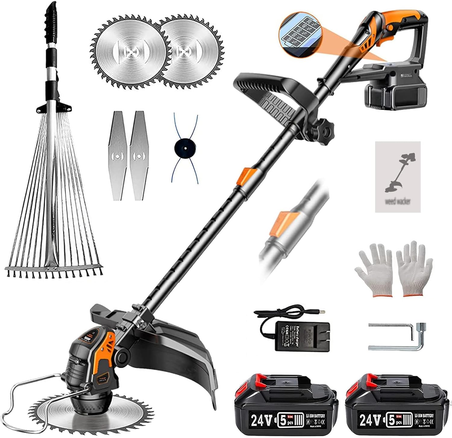 Amazon.com: Cordless Electric Weed Wacker Battery Powered, Battery ...