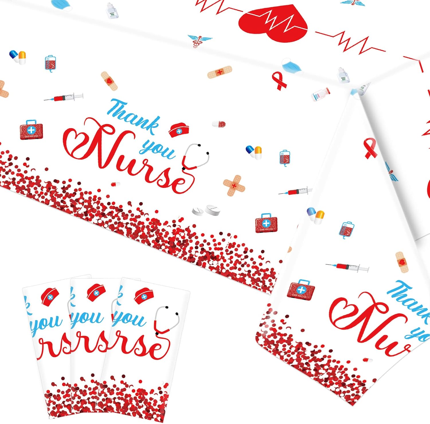 Amazon.com: 3 Pack Nurse Appreciation Week Tablecloth, Thank You Nurse ...