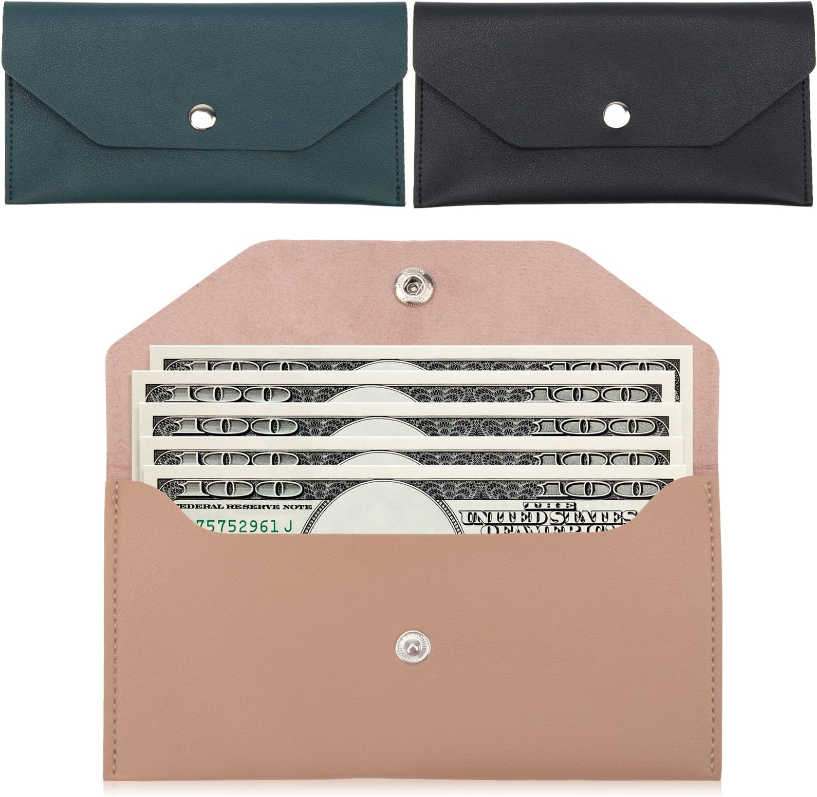 Amazon.com : 3 Pieces Money Cash Envelopes Bag, Pletpet PU Leather Cash ...