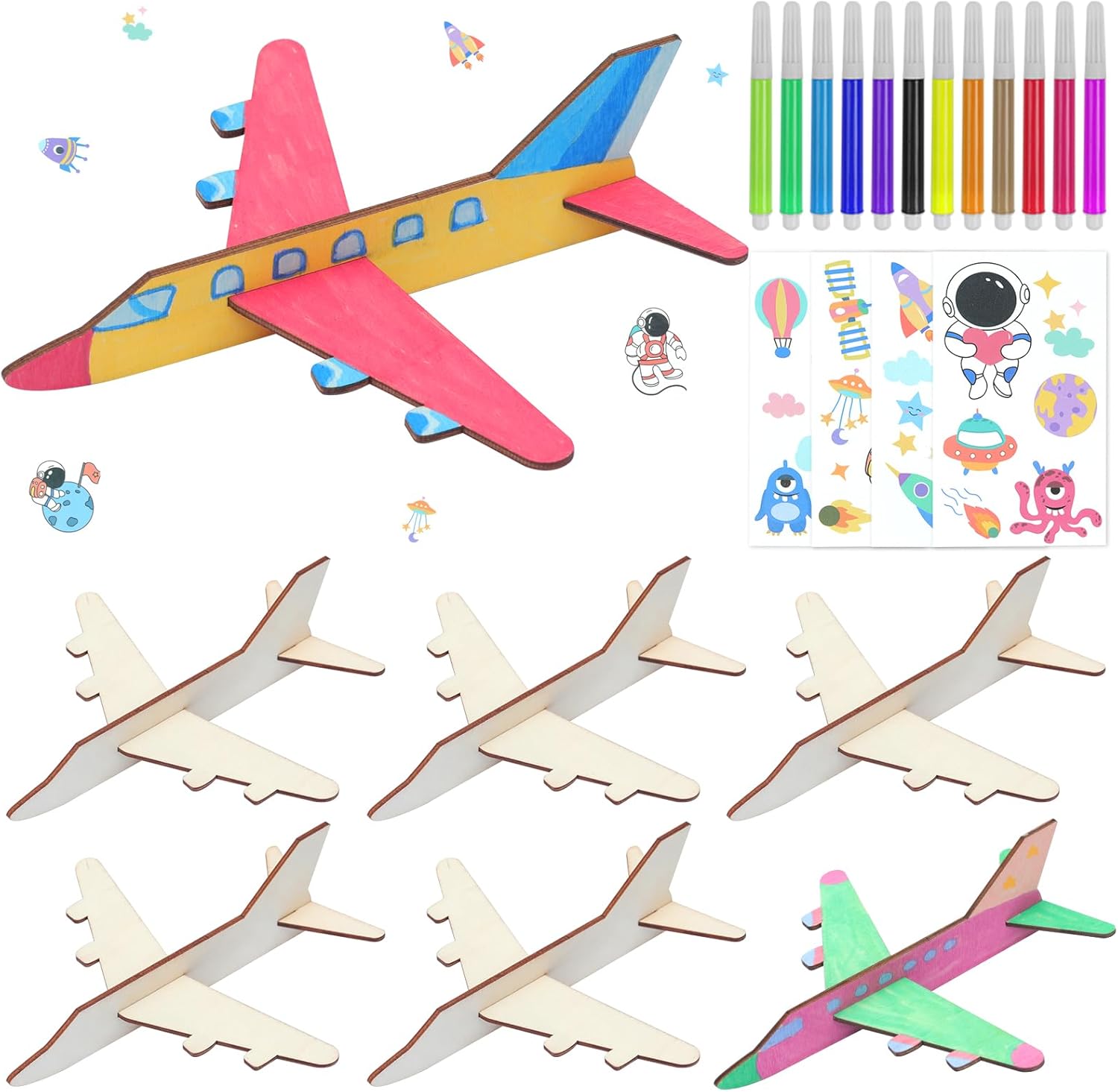 Amazon.com: BAPHILE 12 Pack Wooden Airplane Craft for Kids,Mini DIY ...