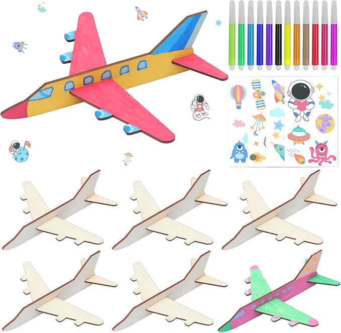 Amazon.com: BAPHILE 12 Pack Wooden Airplane Craft for Kids,Mini DIY ...