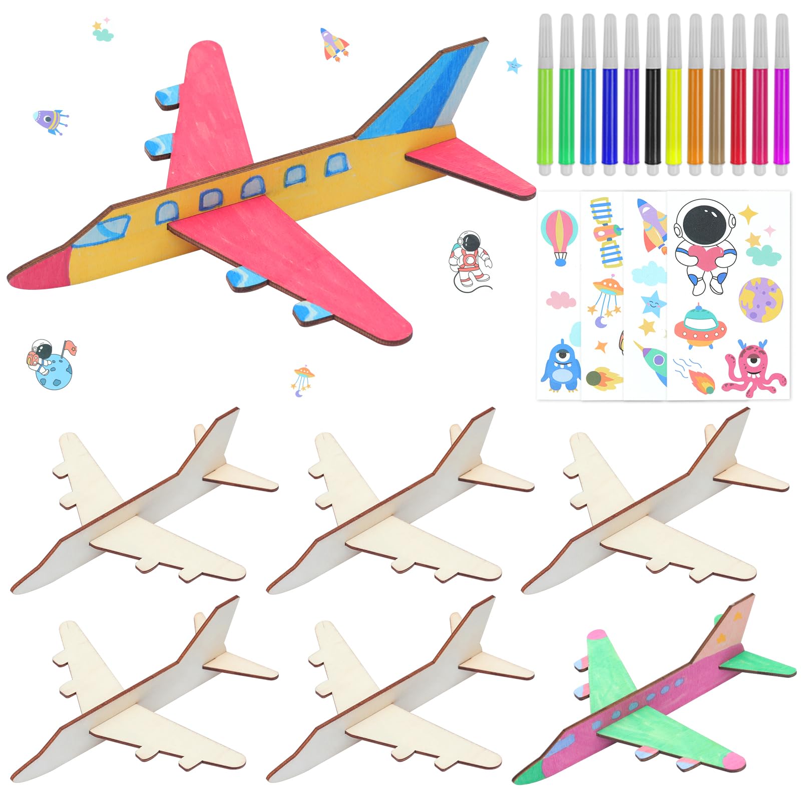Amazon.com: BAPHILE 12 Pack Wooden Airplane Craft for Kids,Mini DIY ...