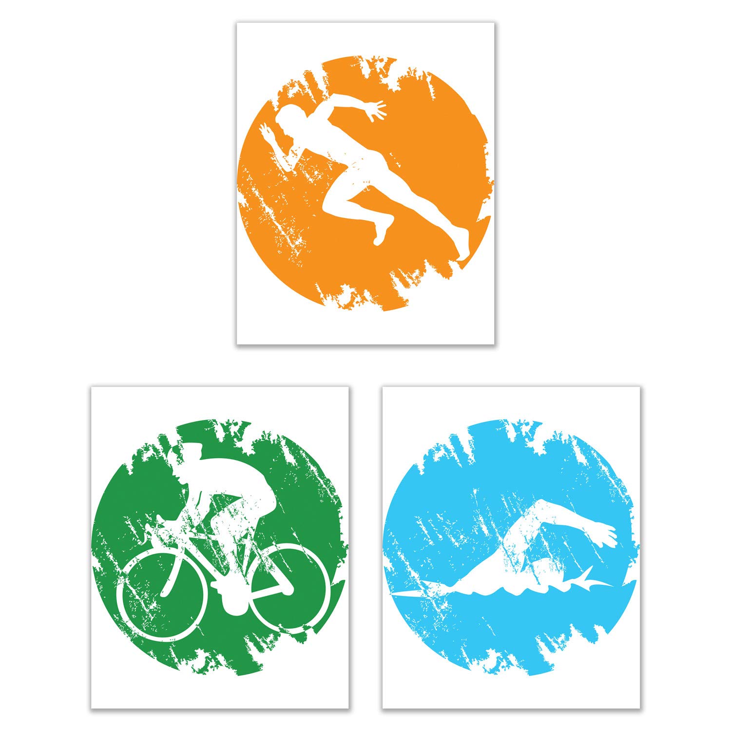 Buy Triathlon Icon Wall Art Decor Prints - Set of 3 (8x10) Inch ...