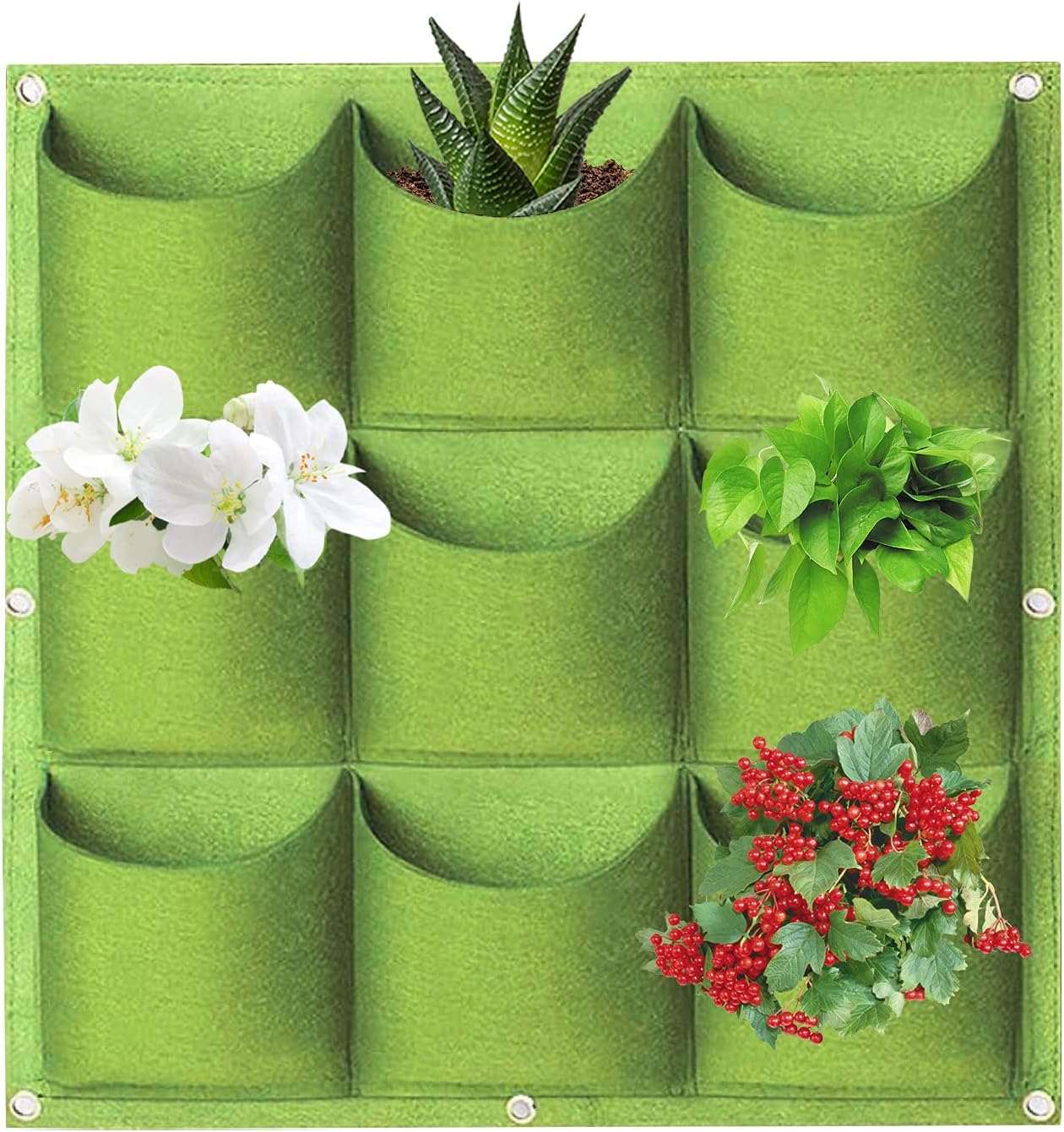 Hanging Planter Bags, 9 Pockets Hanging Vertical Wall Planter Planting ...