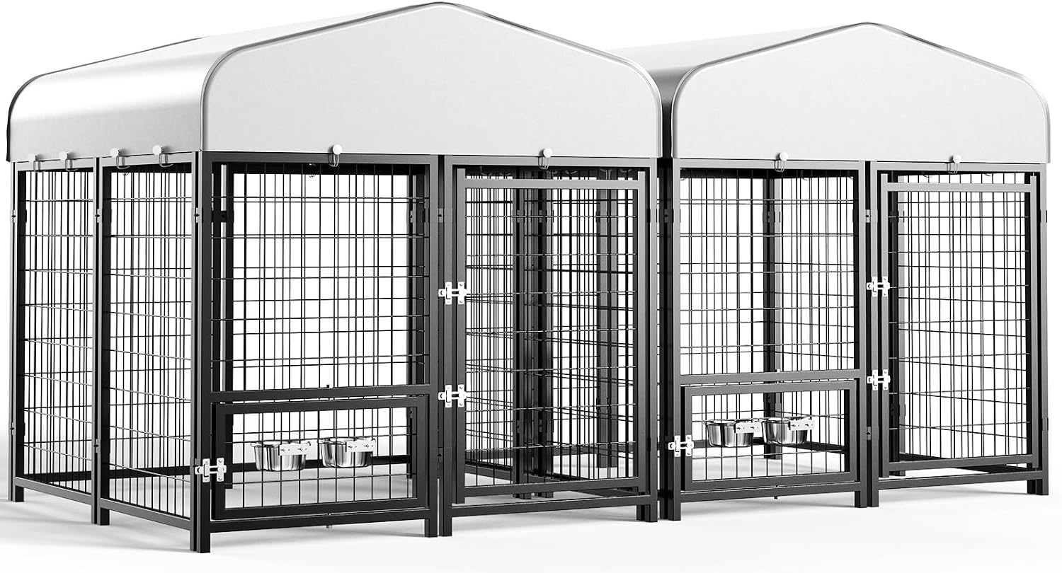 Amazon.com : SINO LUBAN 2PCS Outdoor Dog Kennel Outside Run with Doggy ...