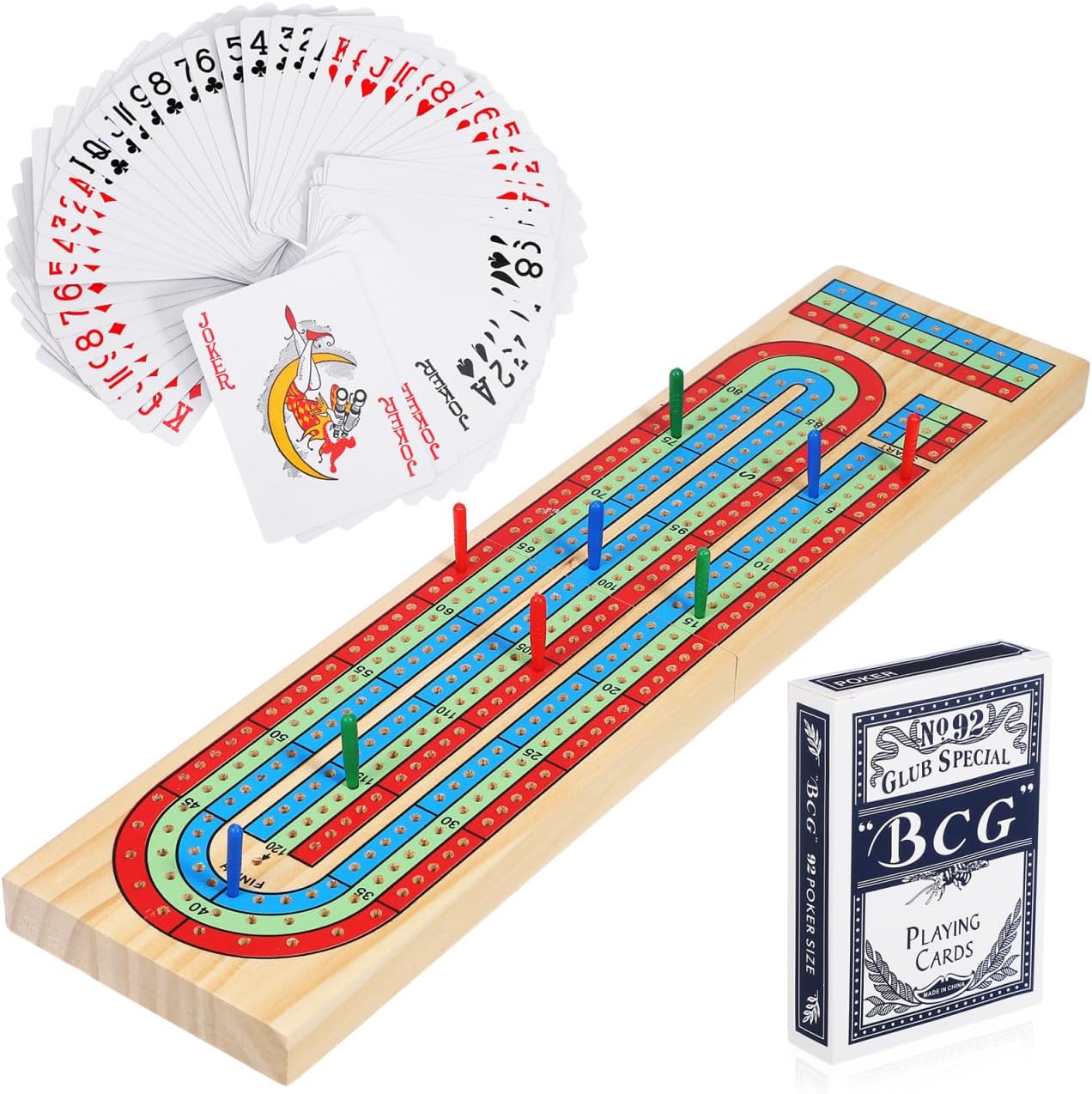 FOYTOKI Solid Wood Cribbage Board Game Large Foldable Scoring Board ...