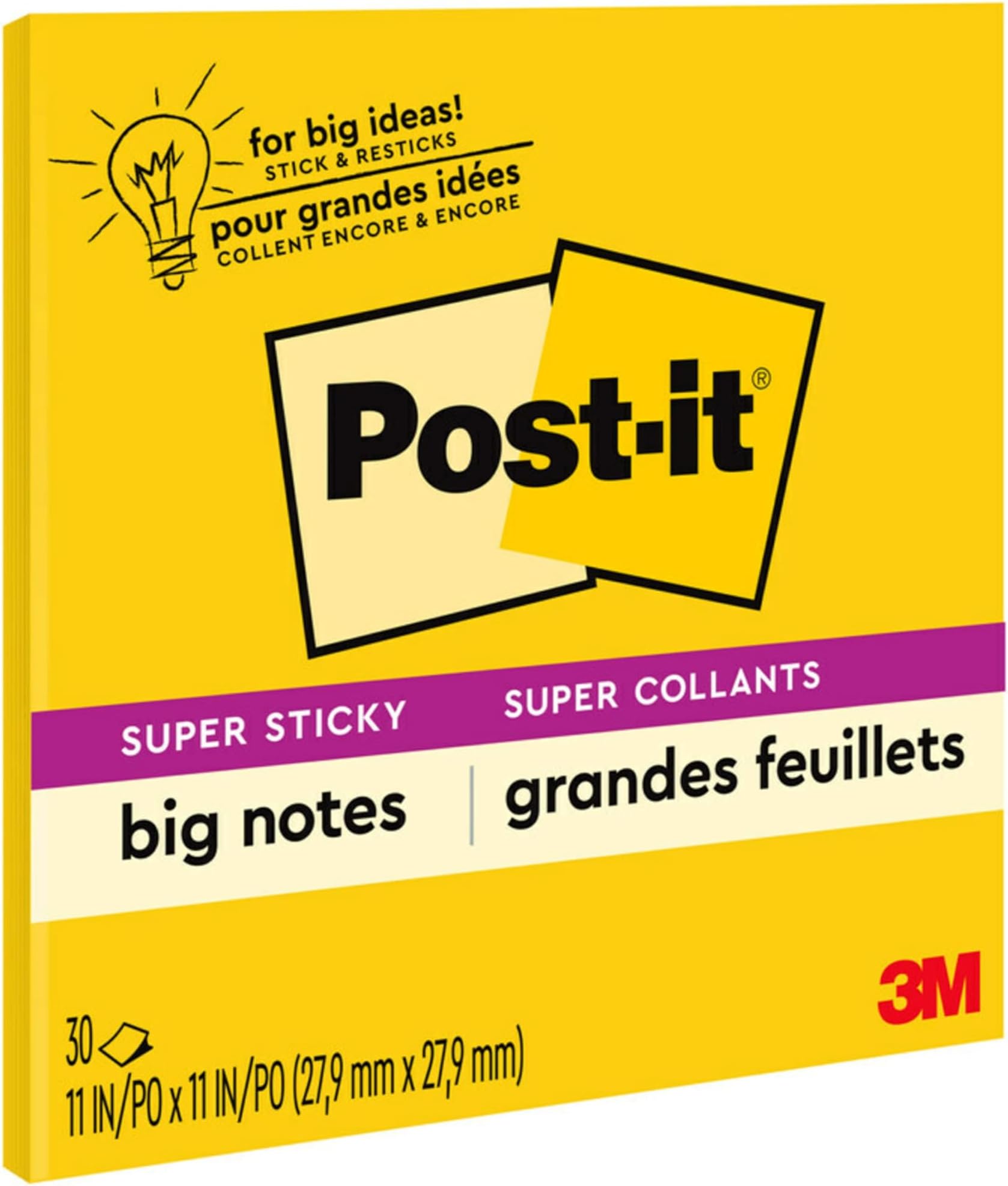 Amazon.com : Post-it Super Sticky Big Notes, 11 in x 11 in, 1 Pad, 2X ...