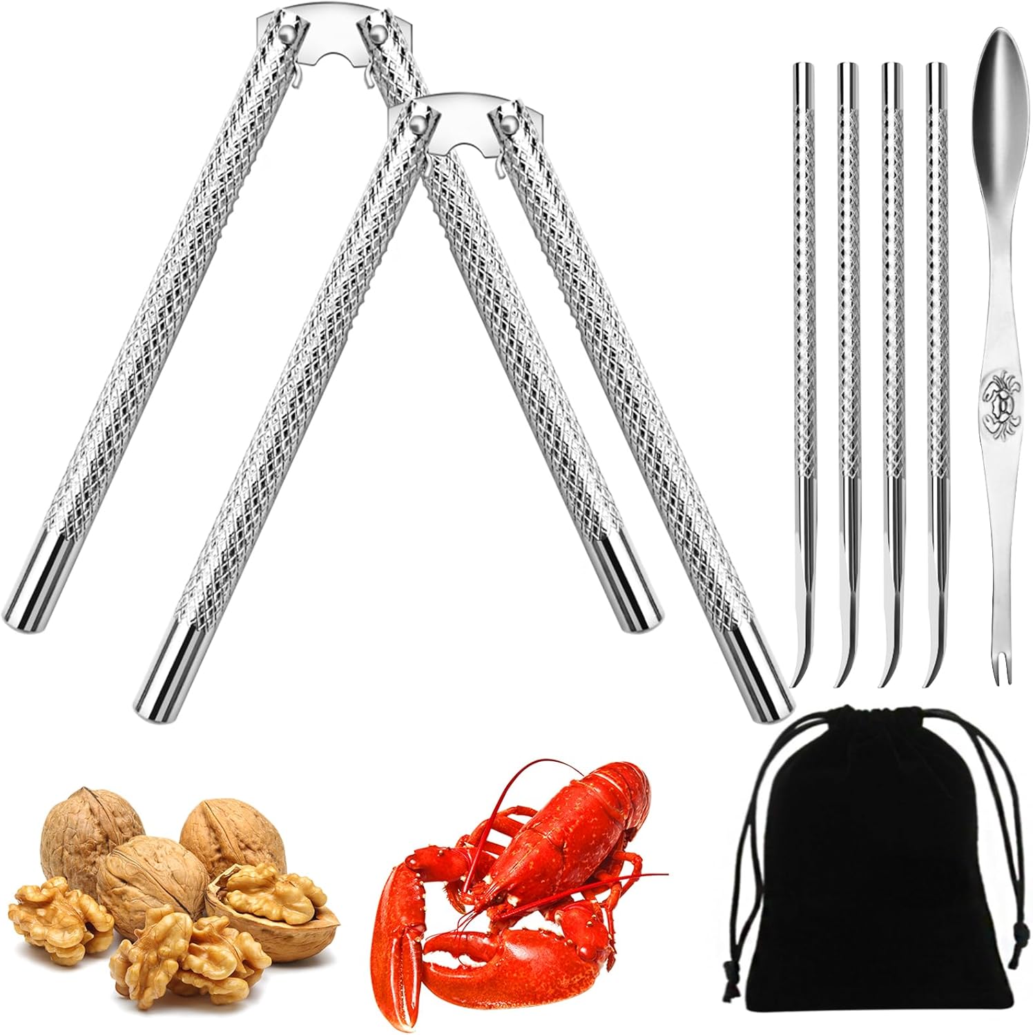 Amazon.com: Artcome 8 Pcs Nutcracker Stainless Steel Nut Cracker Set ...