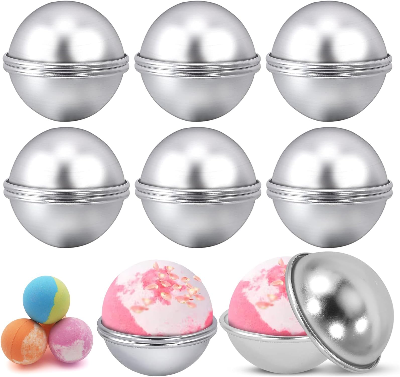 Amazon.com: ddseexhe 12 Pieces Bath Bomb Molds,2.1 Inches Metal Bath ...