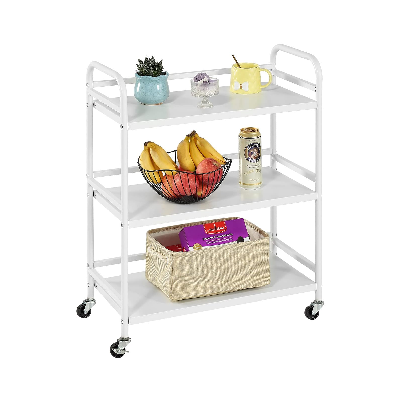 Metal Rolling Cart with 3-Tier Storage Rack, 3-Tier Rolling Cart ...