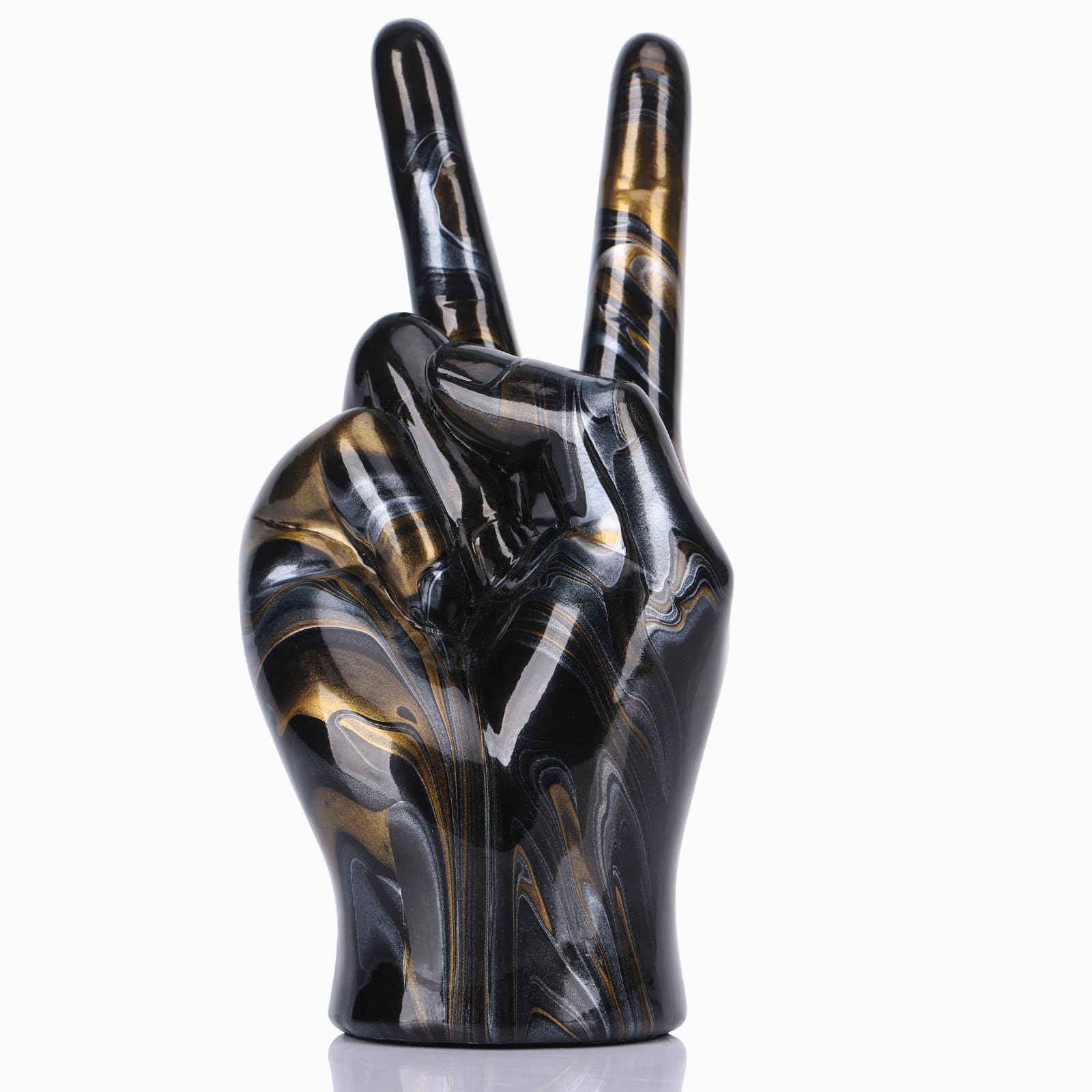 Amazon.com: Peace Standard Hand Sign Statue Statue, Black and Gold Hand ...