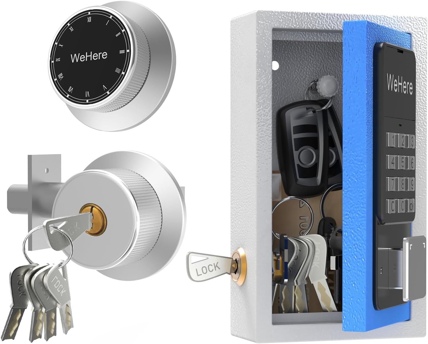 WeHere Smart Key Box & Twist to Lock Deadbolt Set, Smart Lock ...