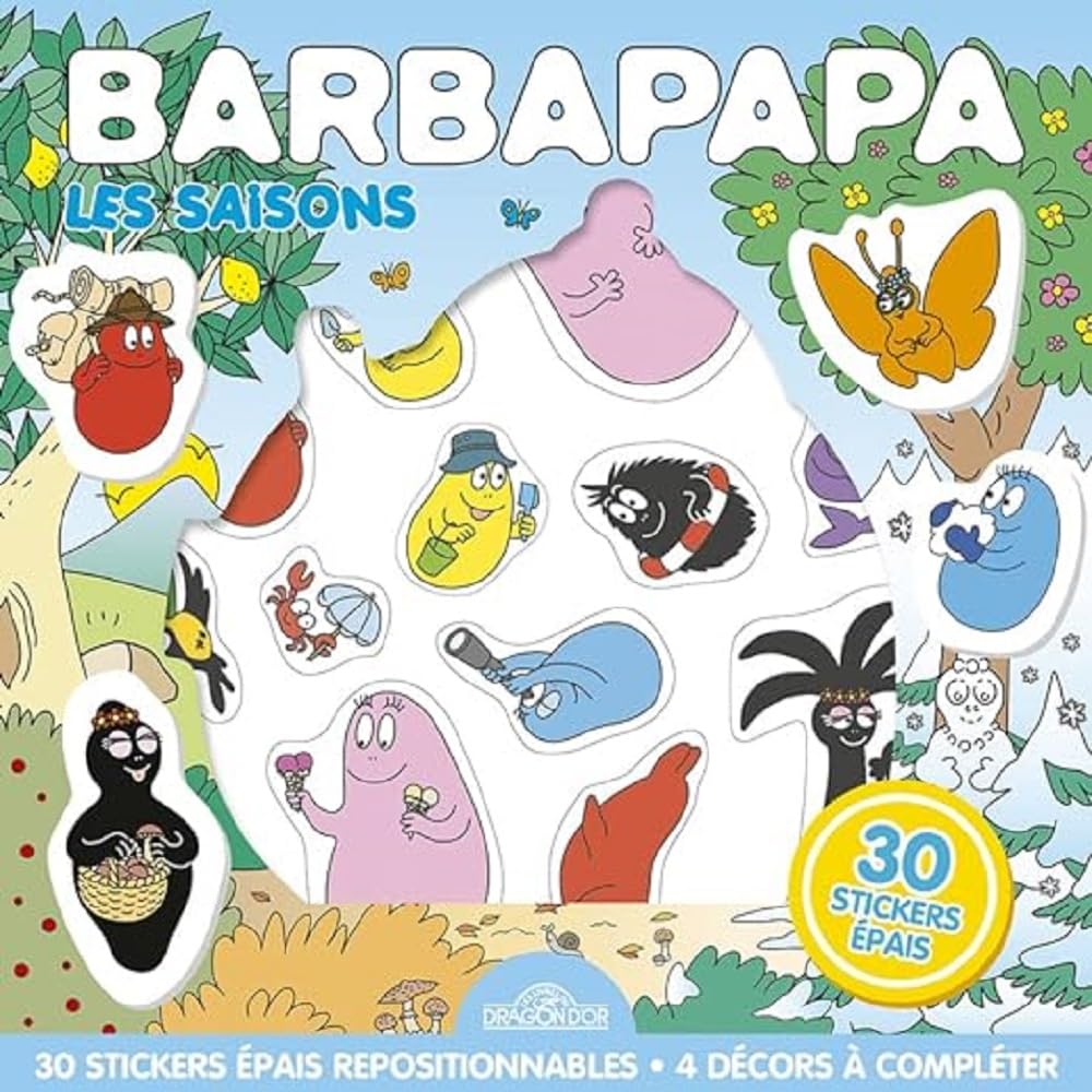 Barbapapa - Pochette de stickers repositionnables - Les saisons: 30 ...