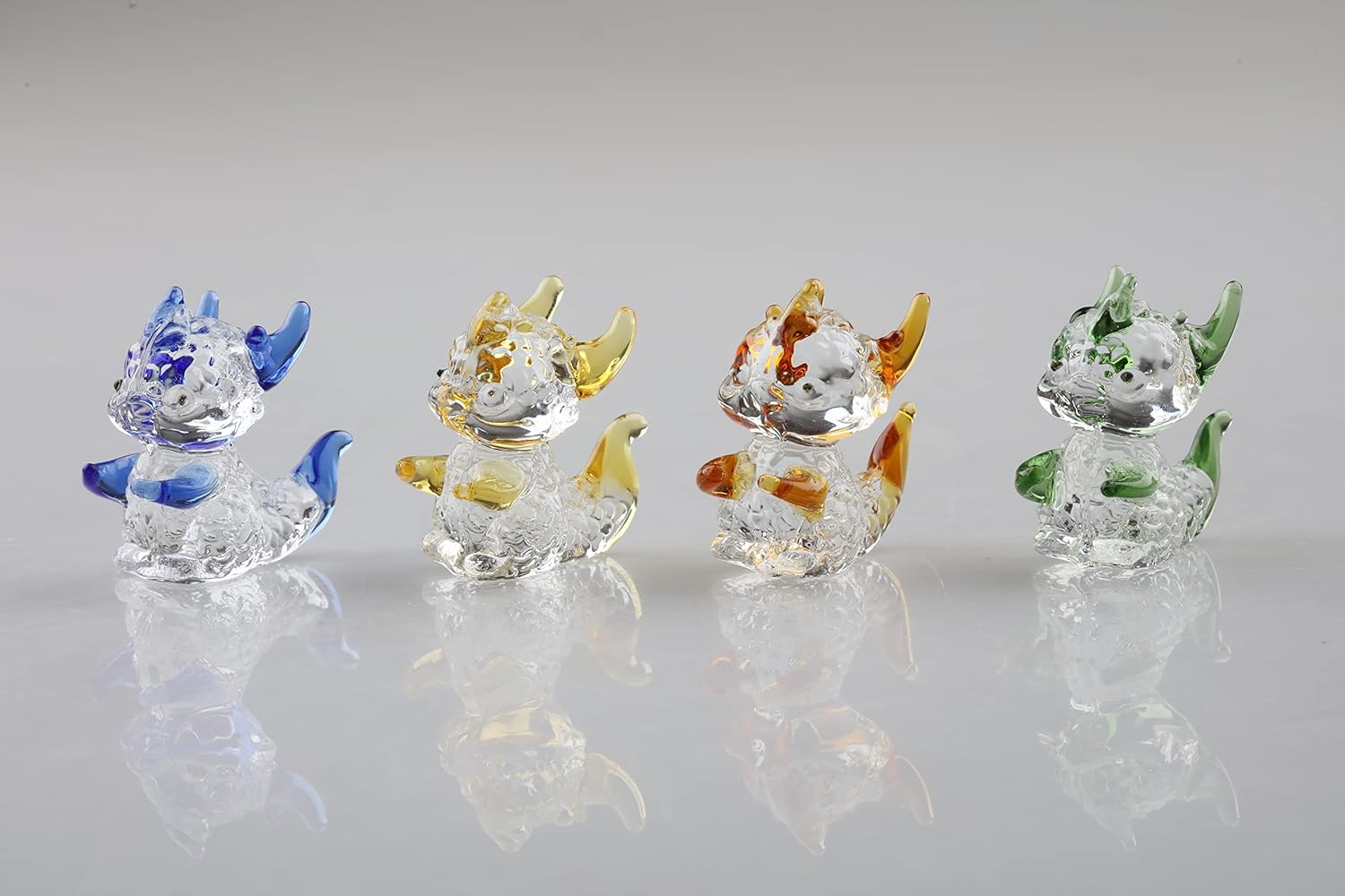 Amazon.com: 4 Pack Handmade Mini dragon Art Glass Blown Wild Crystal ...