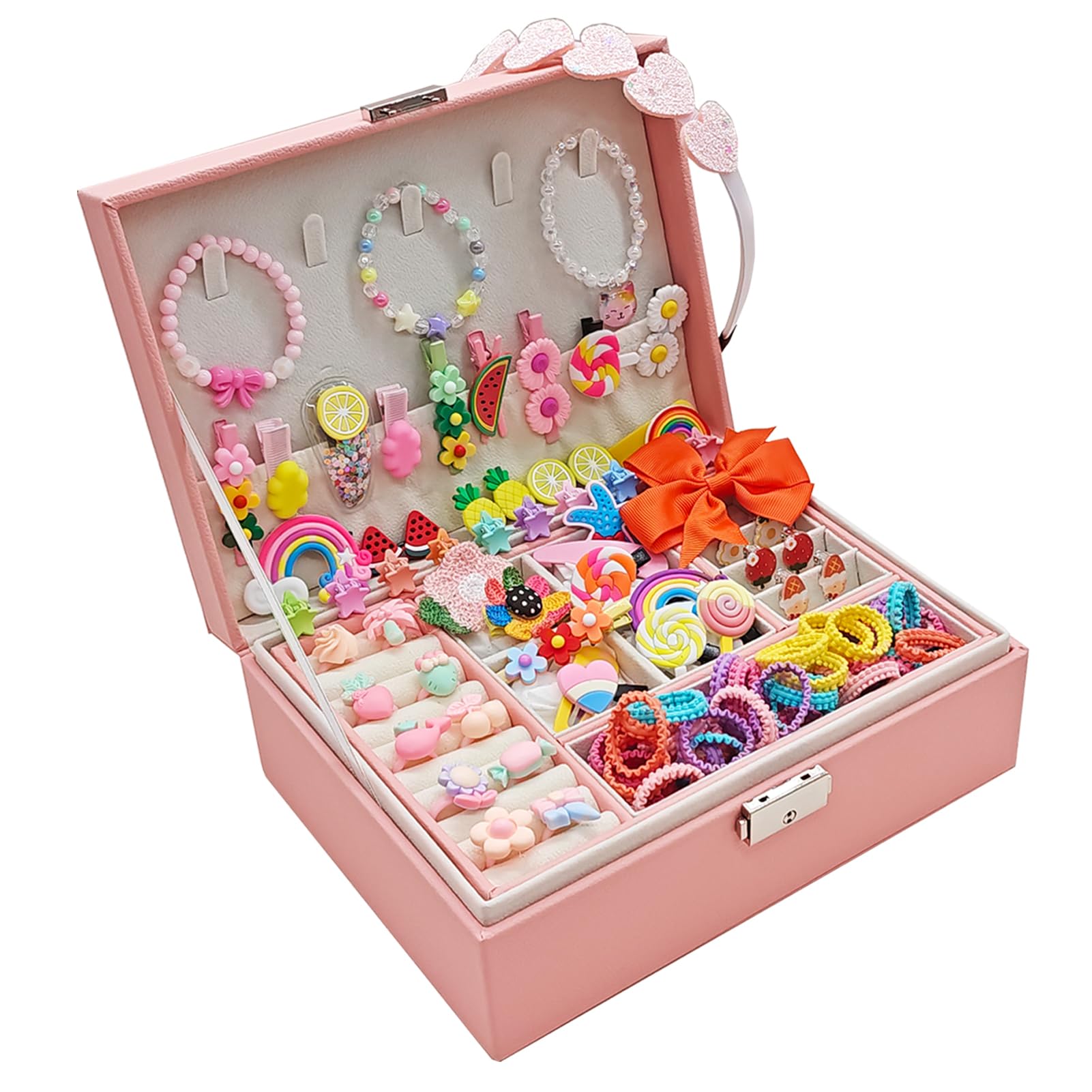 Amazon.com: Jewelry Box with Hair Accessories for Girls, Hair Clips ...