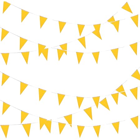 Amazon.com: Consummate 100 Feet Yellow Pennant Banners Flags String ...