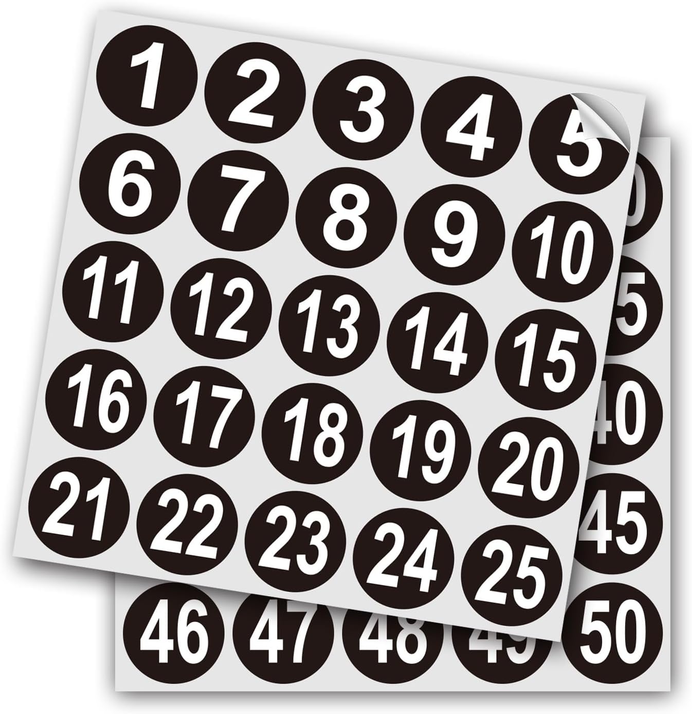Amazon.com : Black Consecutive Number Stickers – 1 to 50,1 Set – Vinyl ...