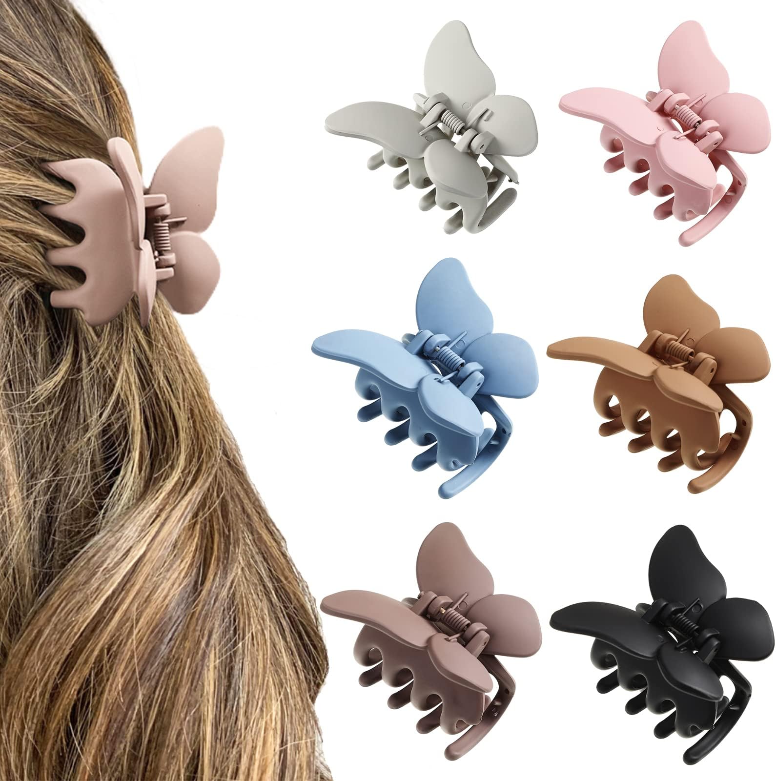 Amazon.com: AWAYTR 6PCS Hair Clip, 2 Inch Butterfly Claw Clips for ...