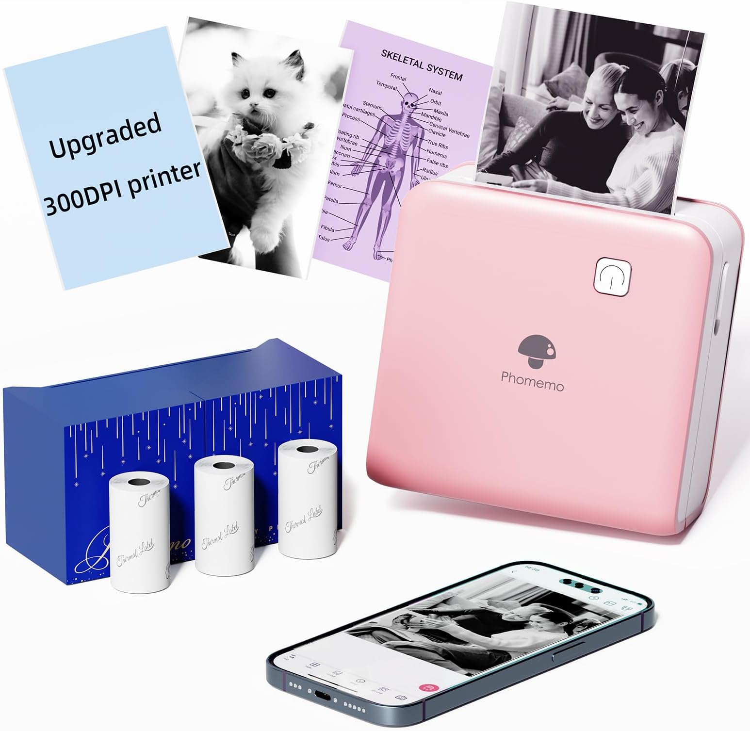Phomemo Printer 300DPI - P2S Mini Photo Printer for Smartphone, P2S ...
