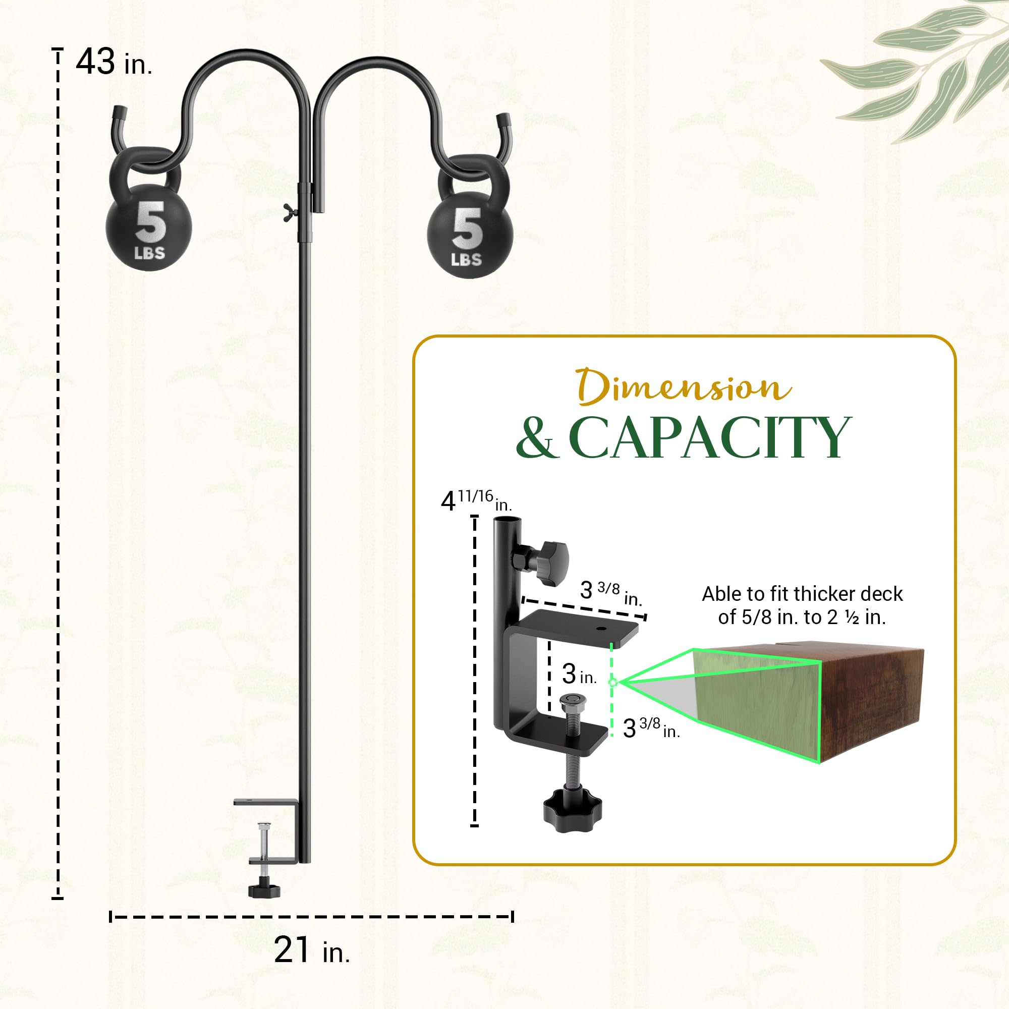 Snapklik.com : 40 Inch Tall Double Deck Hook For Railing, Adjustable ...