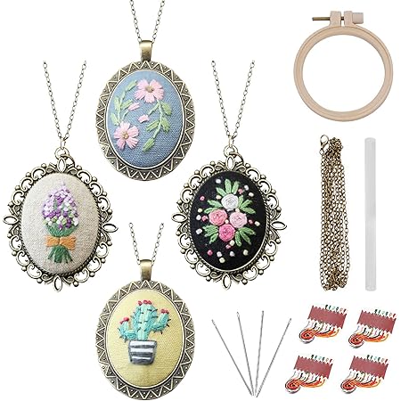 Amazon.com: YWNYT 10 Sets Embroidery Pendant Kit with Instructions ...