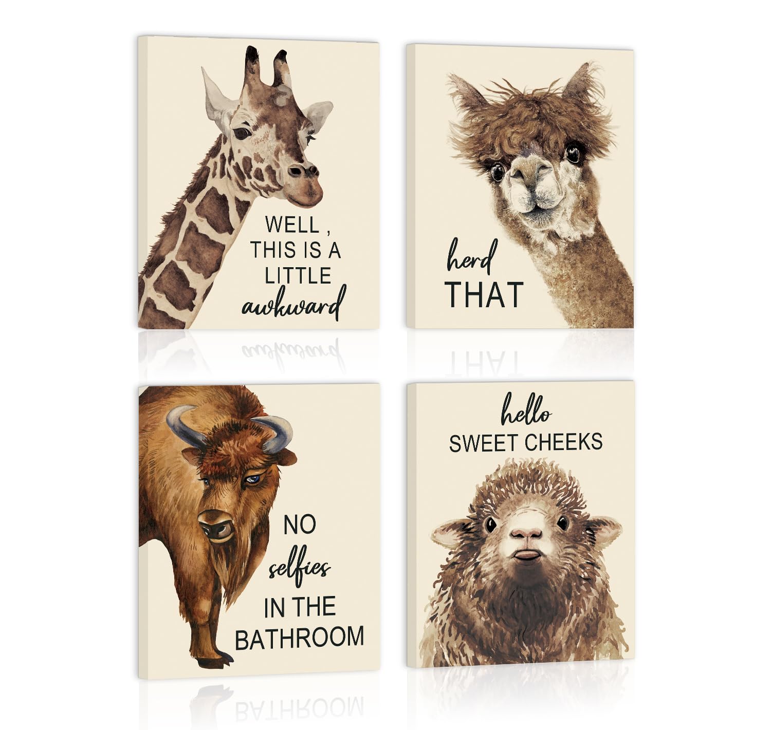 KAIRNE Funny Animal Bathroom Wall Art,Cute Pictures for Bathroom Decor ...