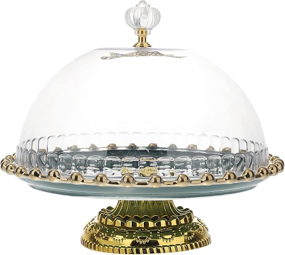Amazon.com: Ipetboom Ceramic Cake Stand with Dome Cover Glass Domed ...