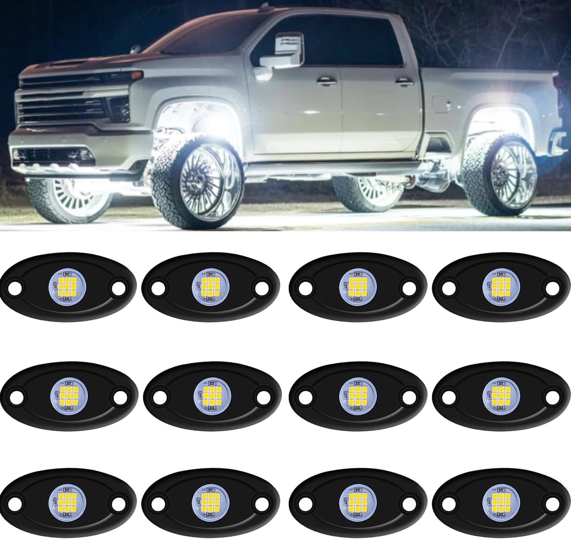 Amazon.com: White Rock Light 12pods 6000k Pure White Led Rocks Lights ...