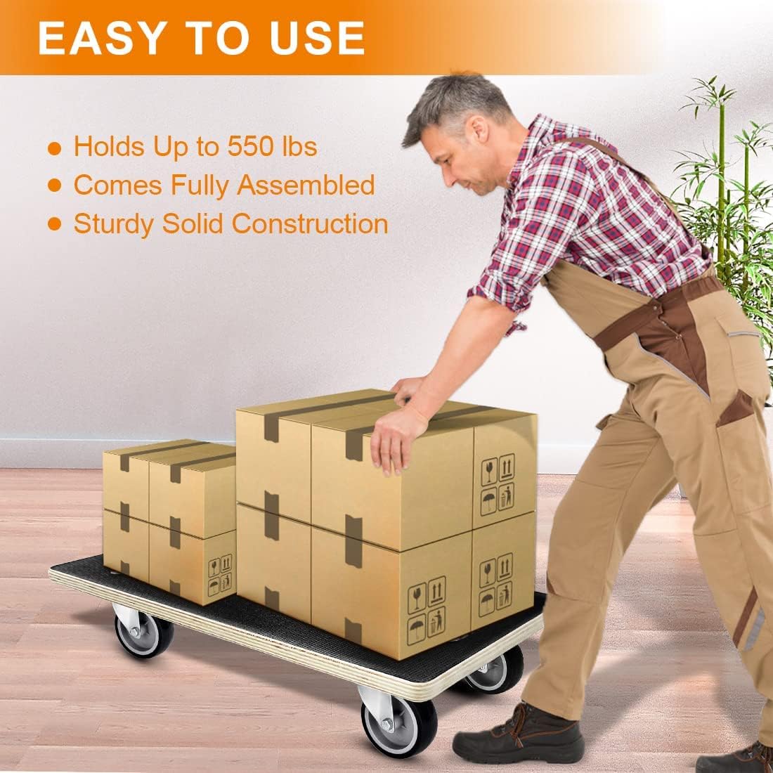 Snapklik.com : HBFBDRCT Furniture Dolly 4 Wheels, 22 X 11 Inch ...