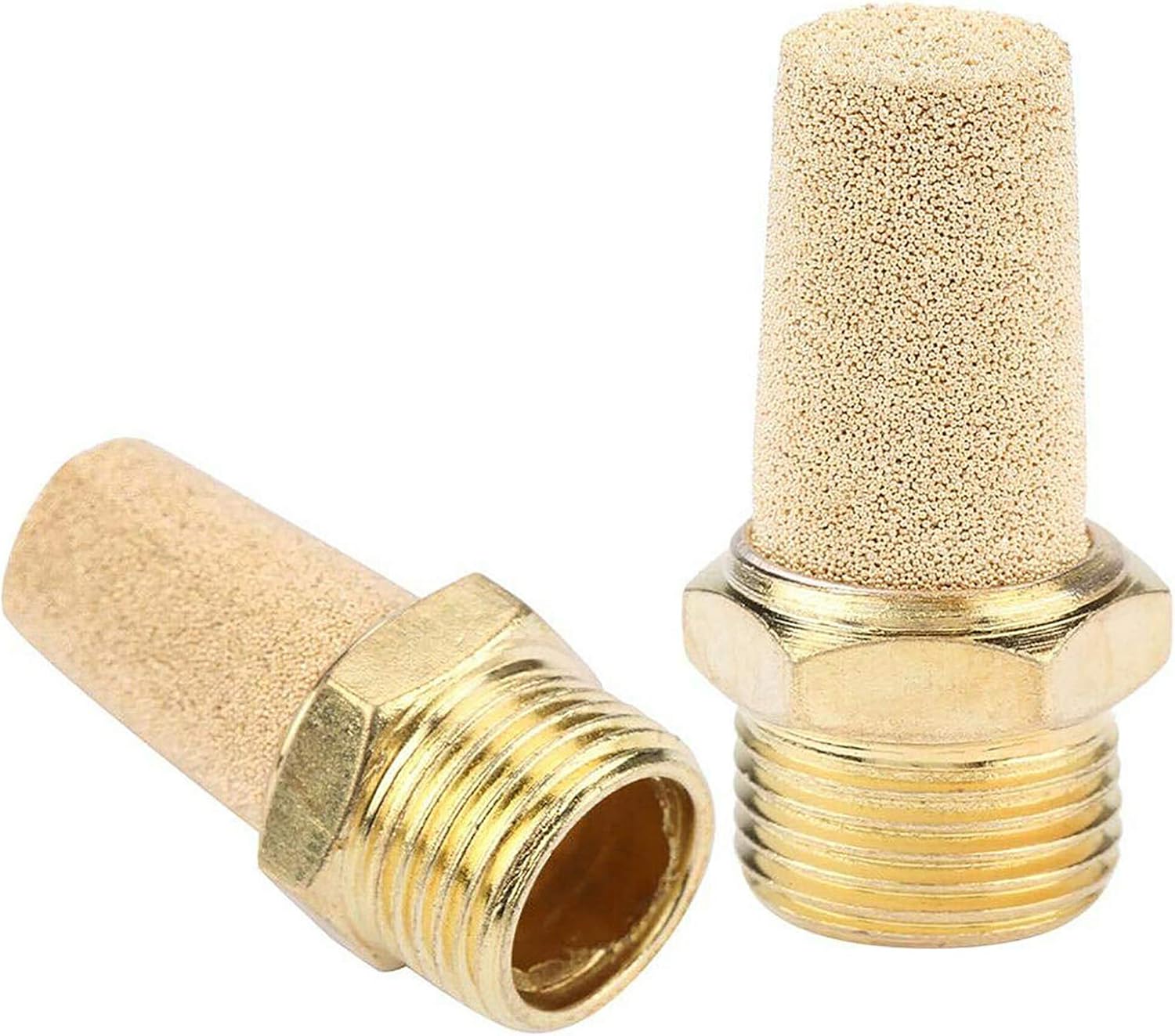 POWERTOOL Pneumatic Silencer 2PCS Noise Filter Brass BSP Male Thread ...