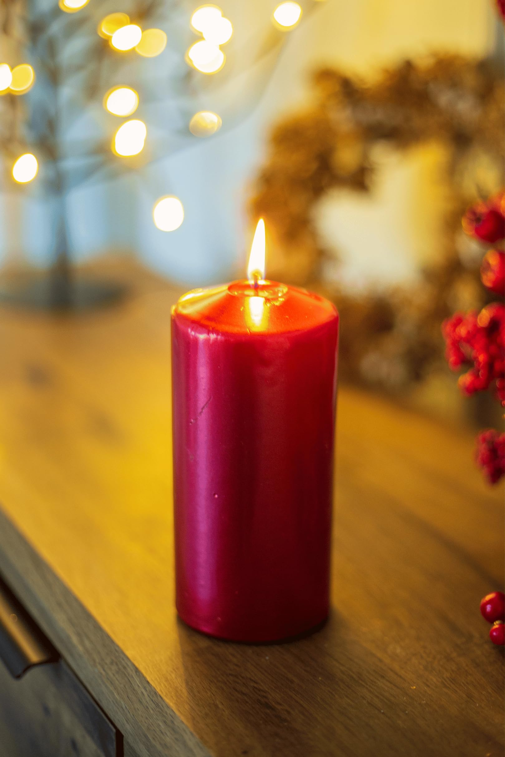 Red Pillar Candle Lantern Uyuni Carmine Red Pillar Candle 7.8 X 10.1cm