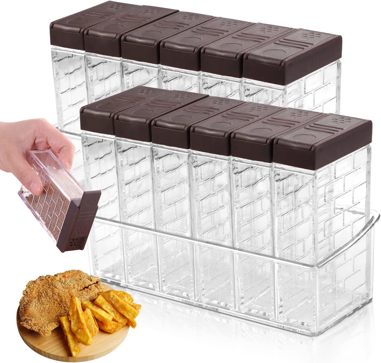 Amazon.com: Spice Shaker, 6 Pcs Seasoning Rack Spice Pots Storage ...