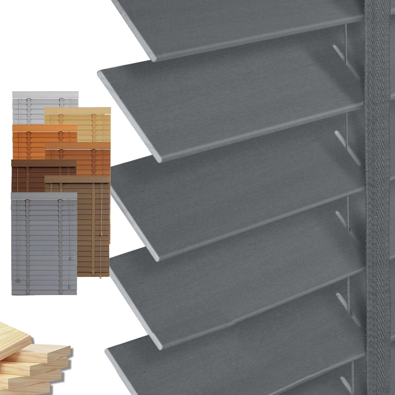 Amazon.com: 2" Slats Wood Blinds for Indoor Windows, 2Inch Horizontal ...