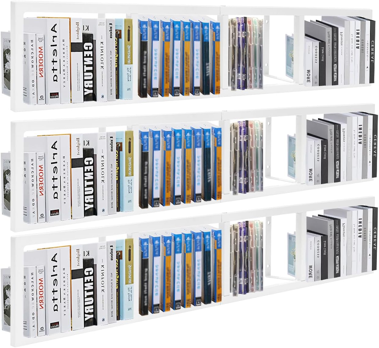 Amazon.com: kunghei 2 Pcs 34Inch CD DVD Storage Shelf Wall Mount Media ...