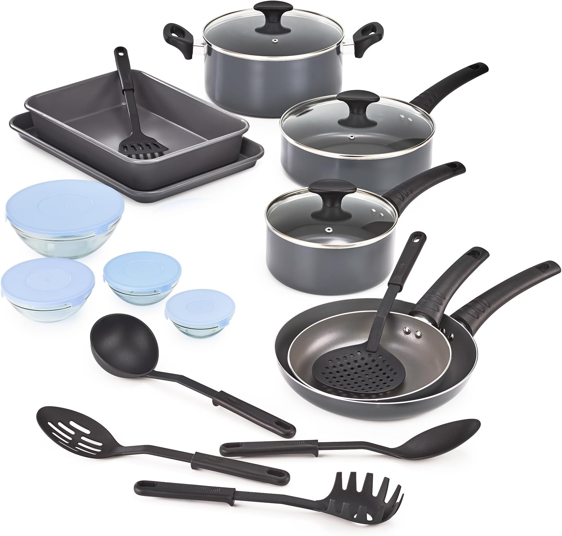 Amazon.com: 18 Piece Nonstick Cookware Set - Gray - Aluminum ...