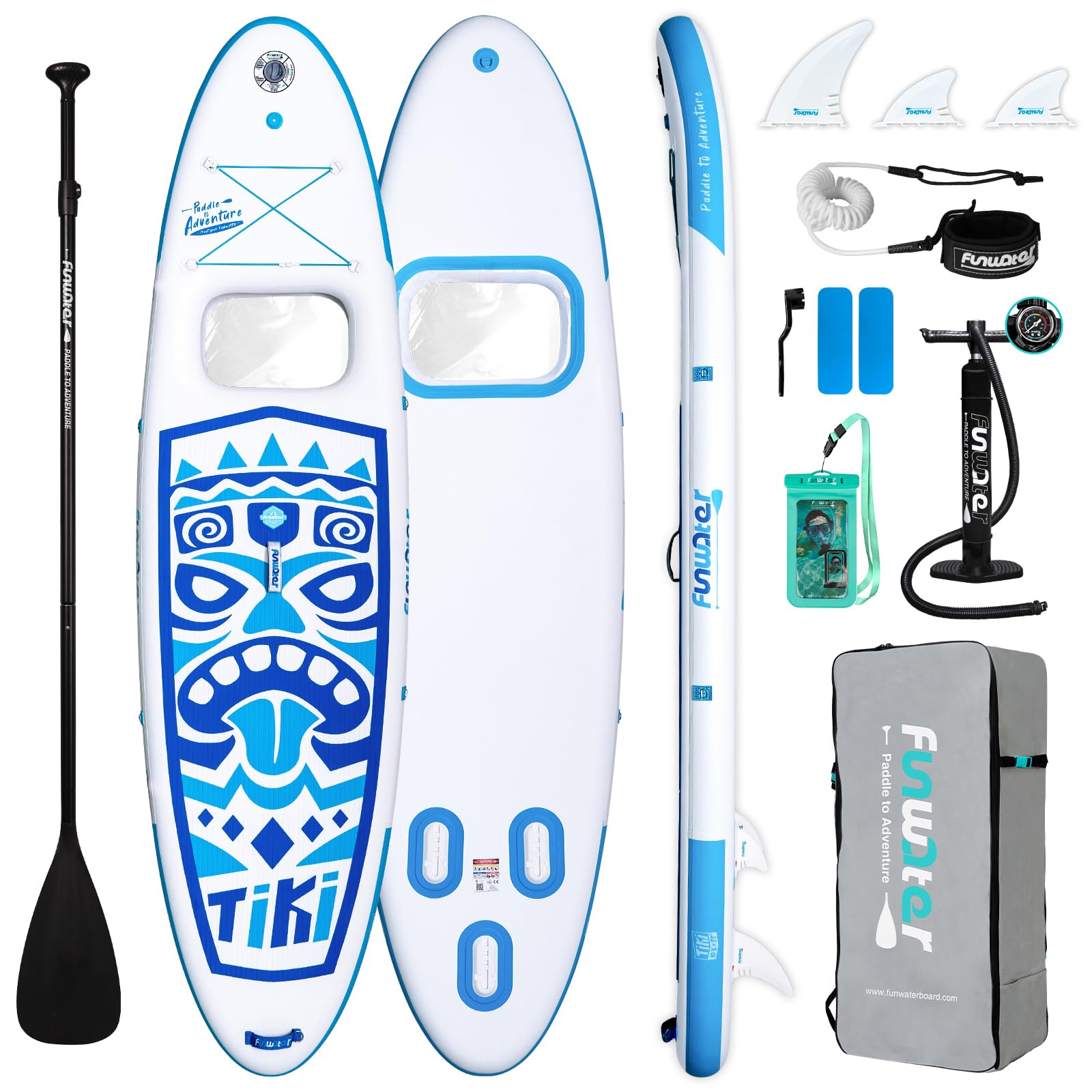 Snapklik.com : FunWater Stand UP Inflatable Paddle Board 106”X33”X6 ...