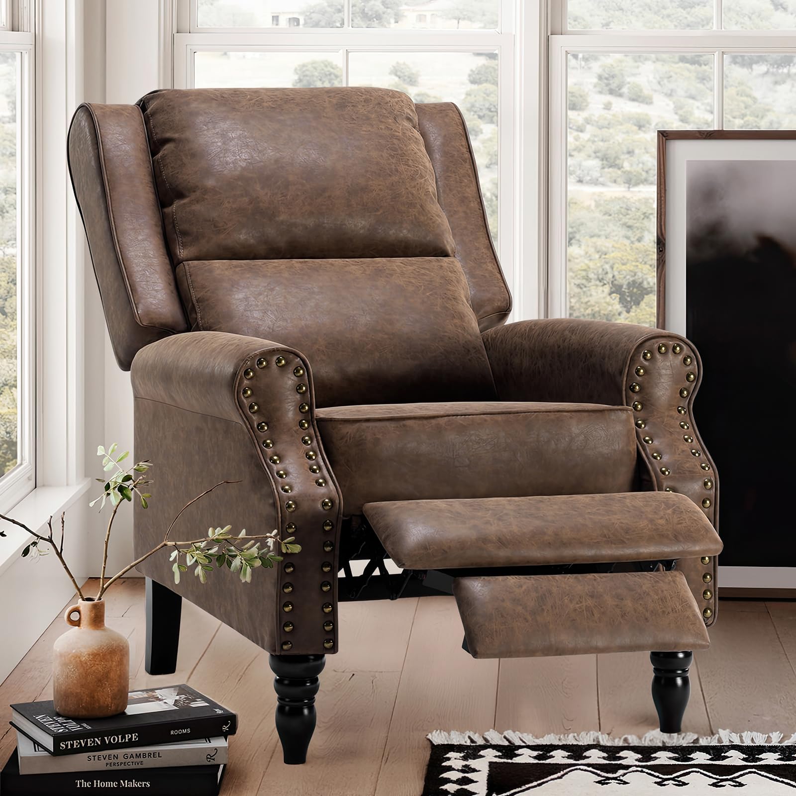 Amazon.com: STARY Faux Leather Pushback Recliner Chair for Living Room ...