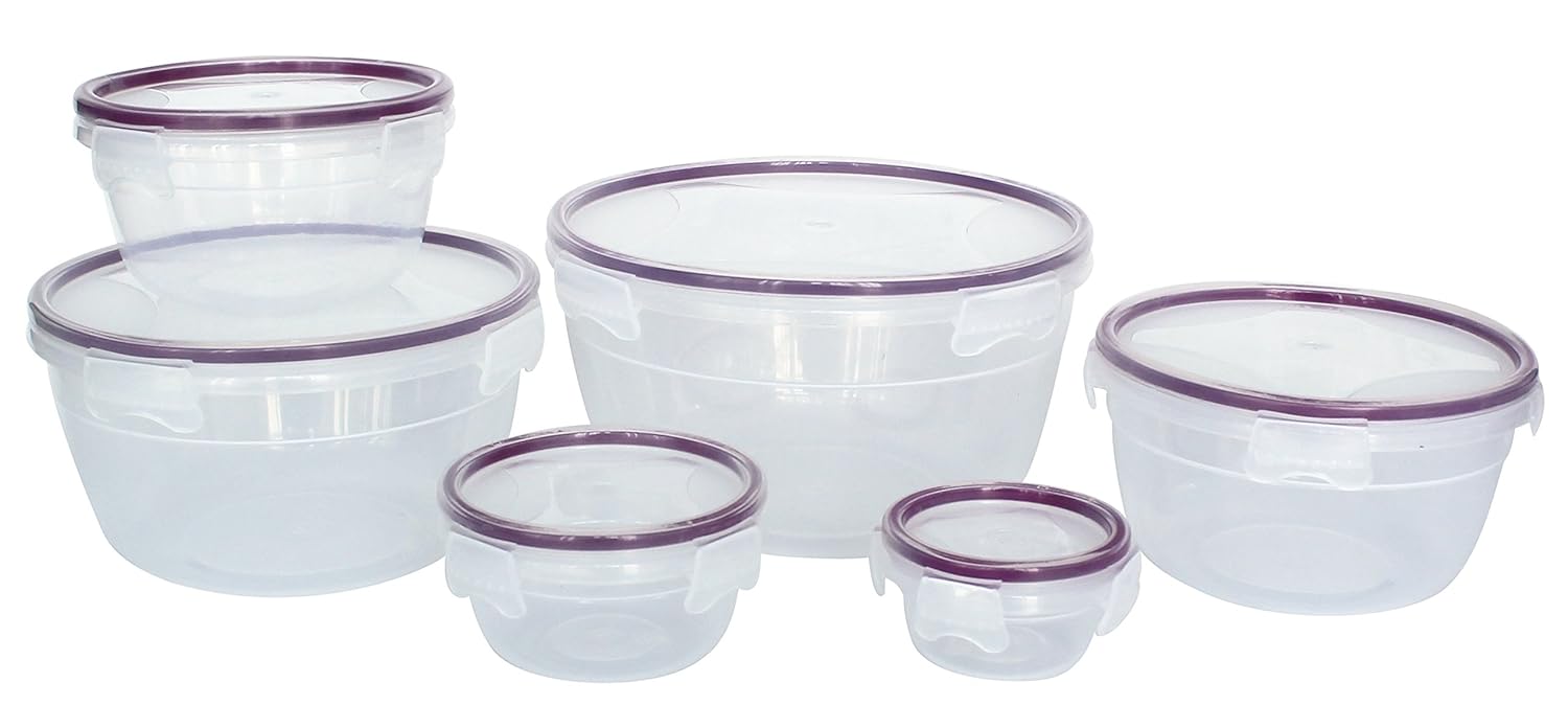 Buy Princeware Click N Seal Plastic Round Container Set, 6-Pieces ...