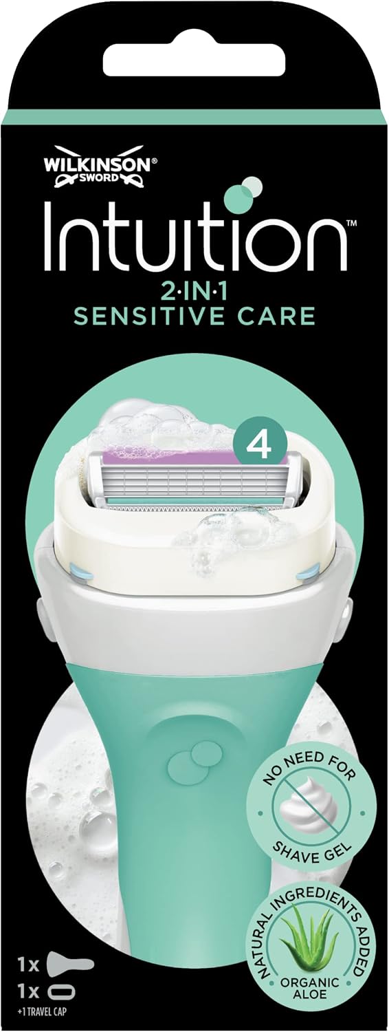 Wilkinson Sword Intuition 2in1 Sensitive Care Razor, 4-Blade Soap ...