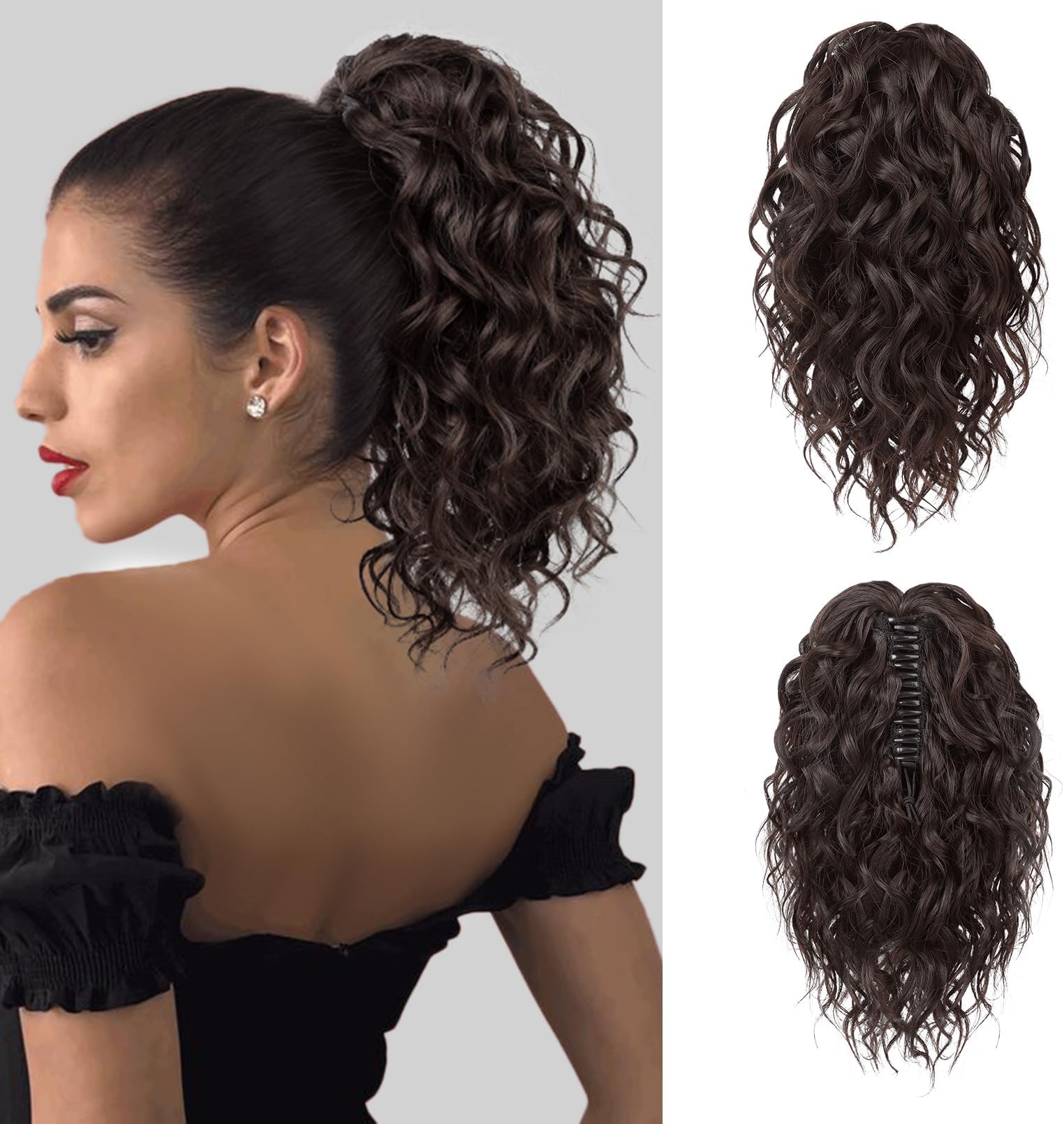 Amazon.com : FLUFYMOOZ Ponytail Extension, 12" Short Claw Ponytail ...