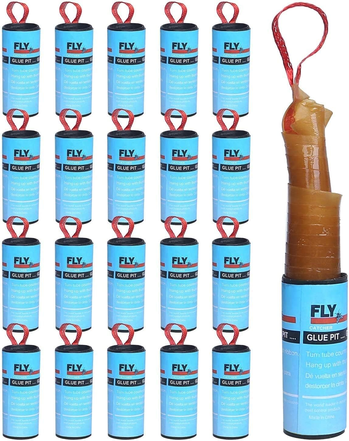 Dwcom 20 Pack Sticky Fly Ribbon, Fruit Fly Traps for Kitchen, Fly Paper ...