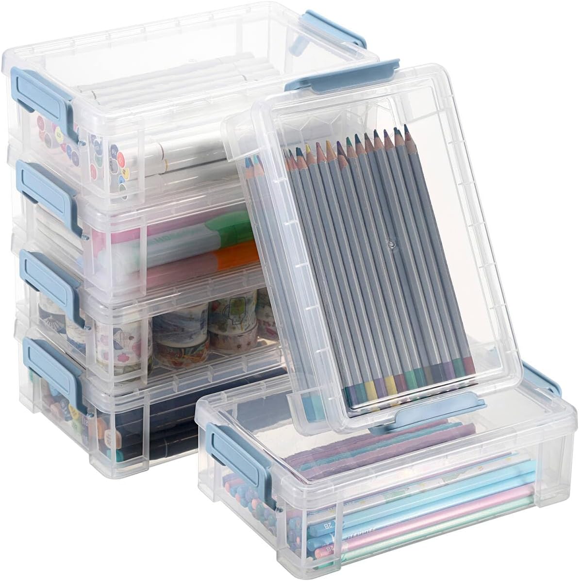 Amazon.com: BTSKY 6 Pack Extra Large Capacity Plastic Pencil Box ...