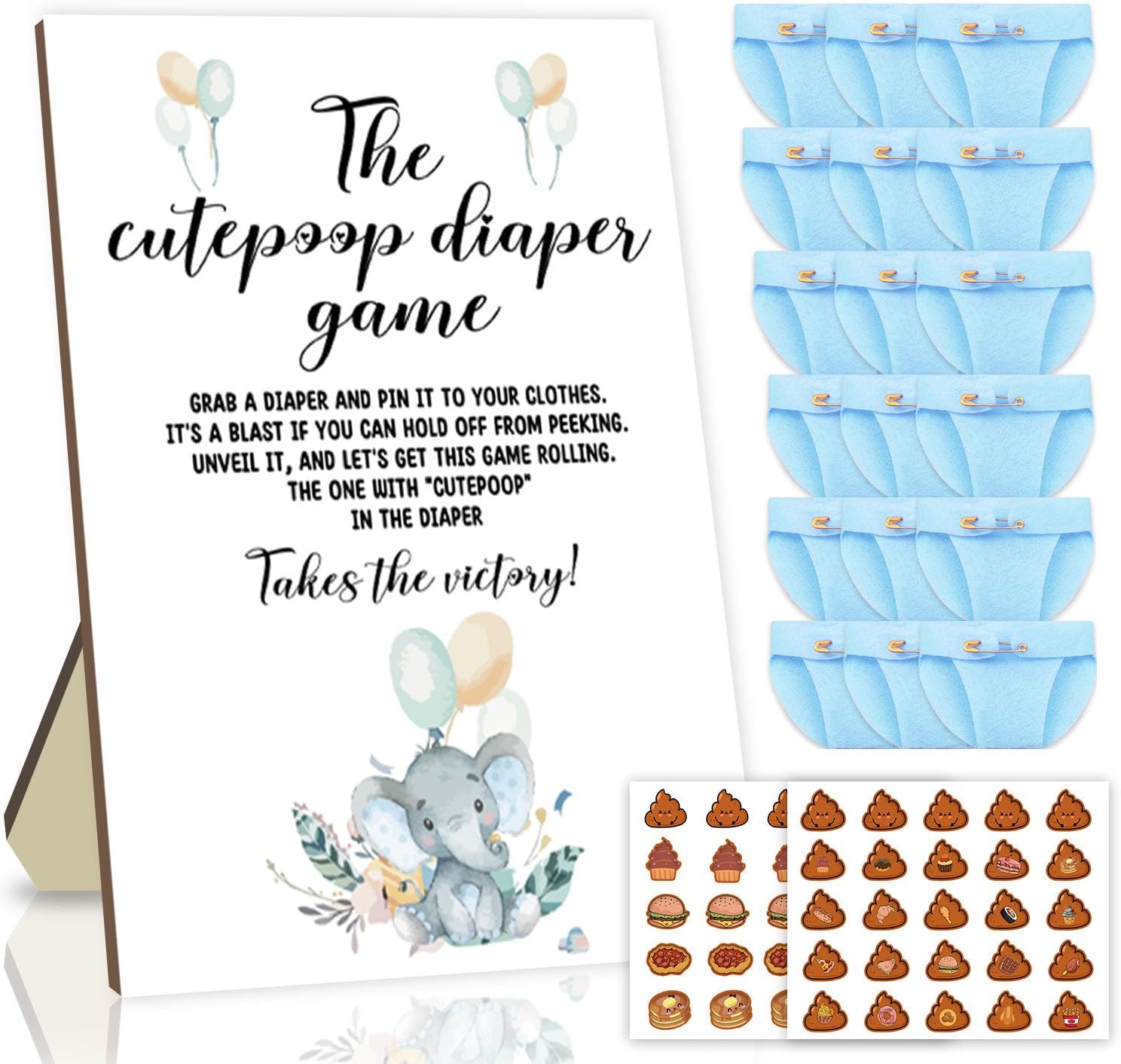 Amazon.com: The Cutepoop Diaper Baby Shower Games Boys Girls, Baby ...