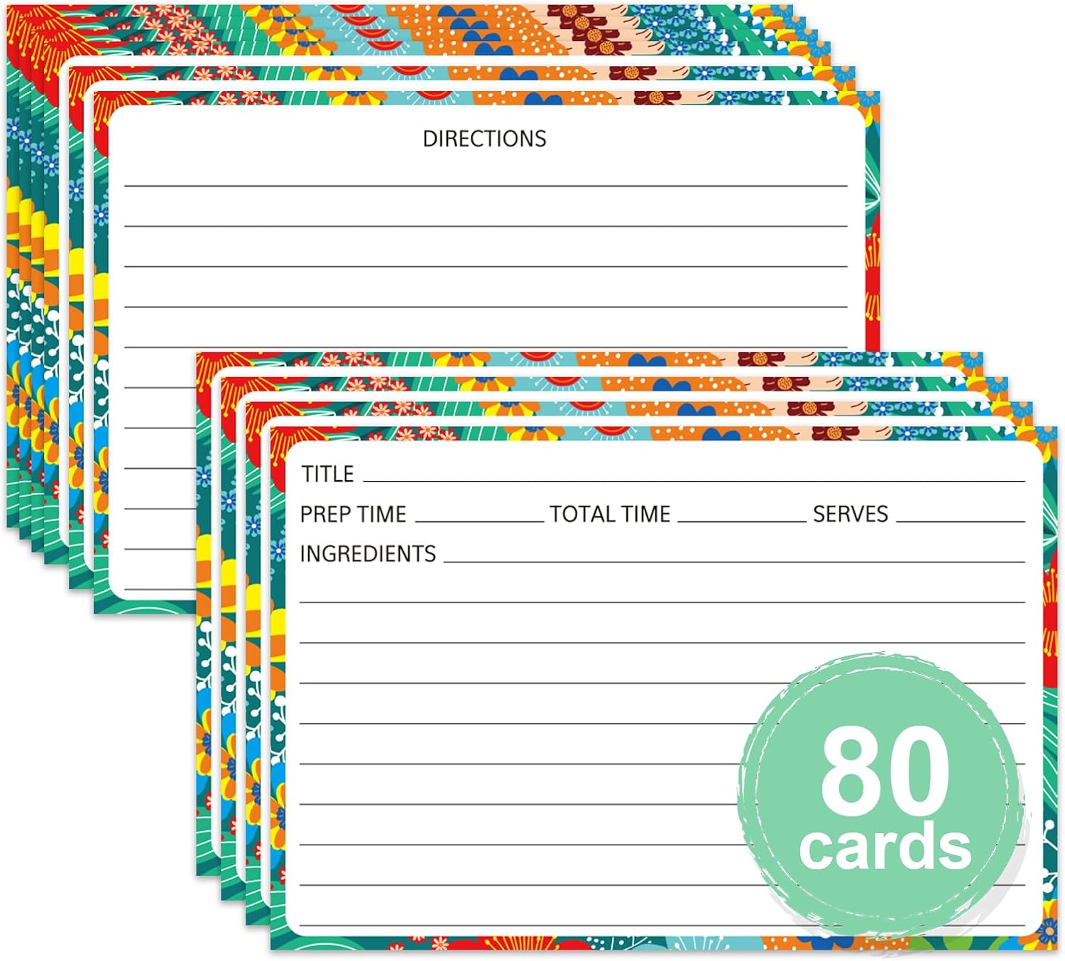 Amazon.com: 80 Pack 4 x 6 inch Recipe Cards, Cooking Recipe Cards for ...