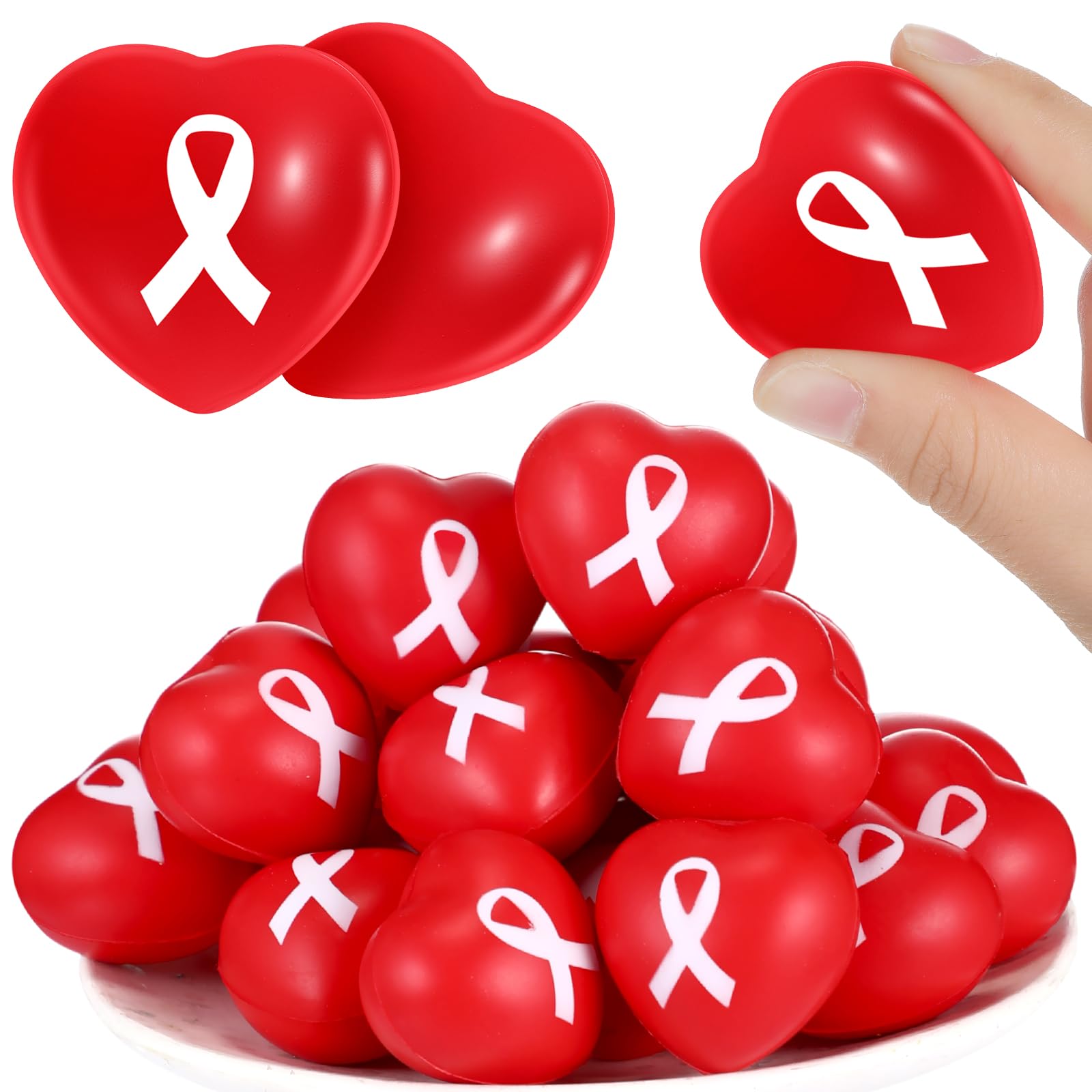 Snapklik.com : 100 Pcs Heart Health Awareness Stress Ball Bulk Heart ...