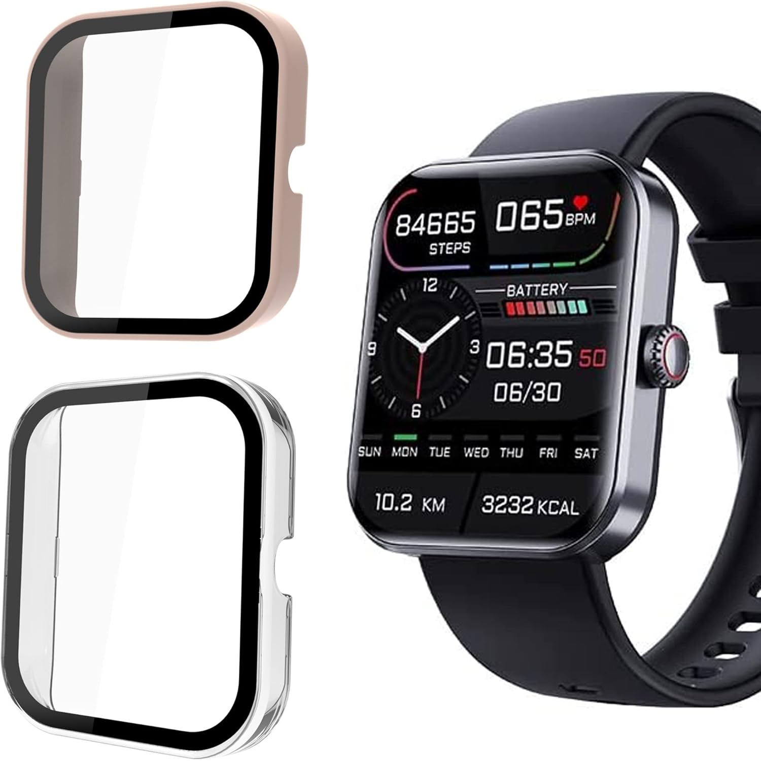 Amazon.com: F57l Smartwatch Case, Tempered Glass Film Case Cover ...