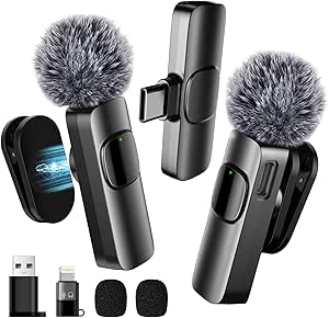 Amazon.com: BYbrutek Upgraded 3-in-1 Wireless Lavalier Microphone for iPhone/Android/Computer ...