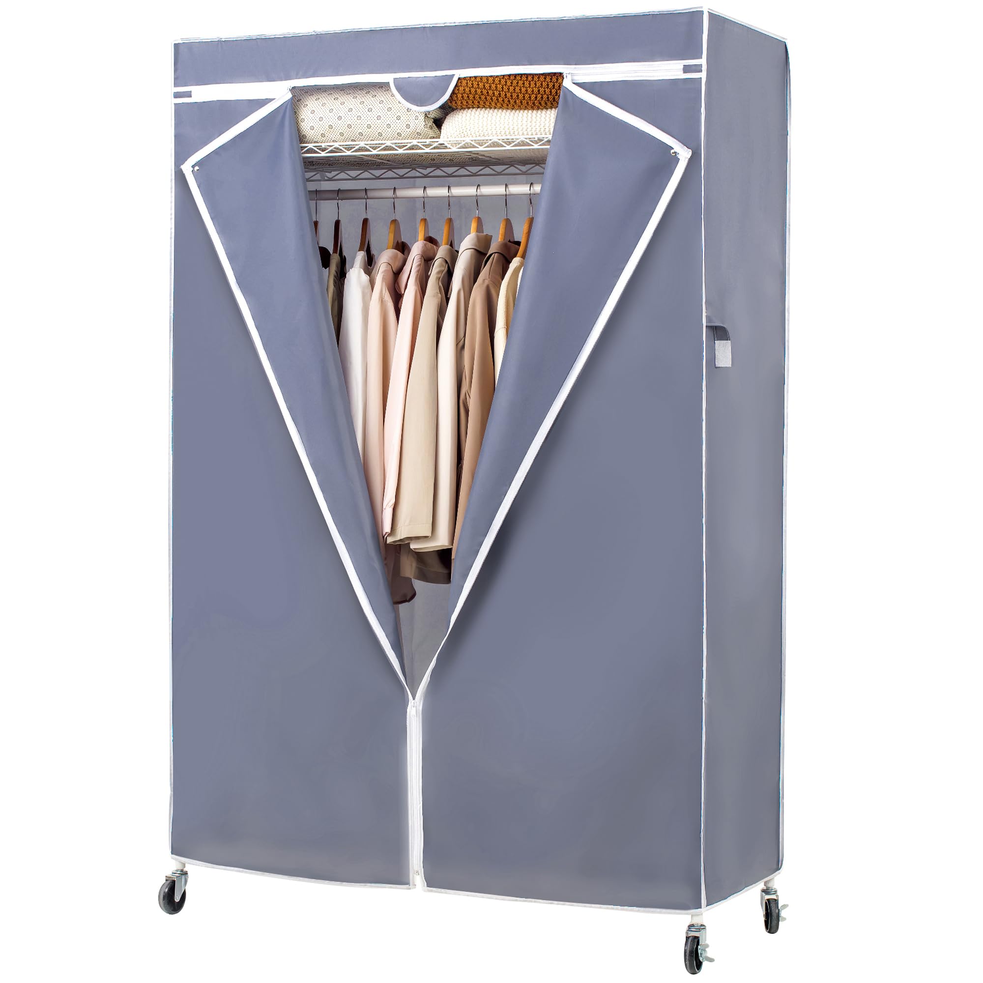 Amazon.com: JS HOME Heavy Duty Garment Rack, Free-Standing Rolling ...