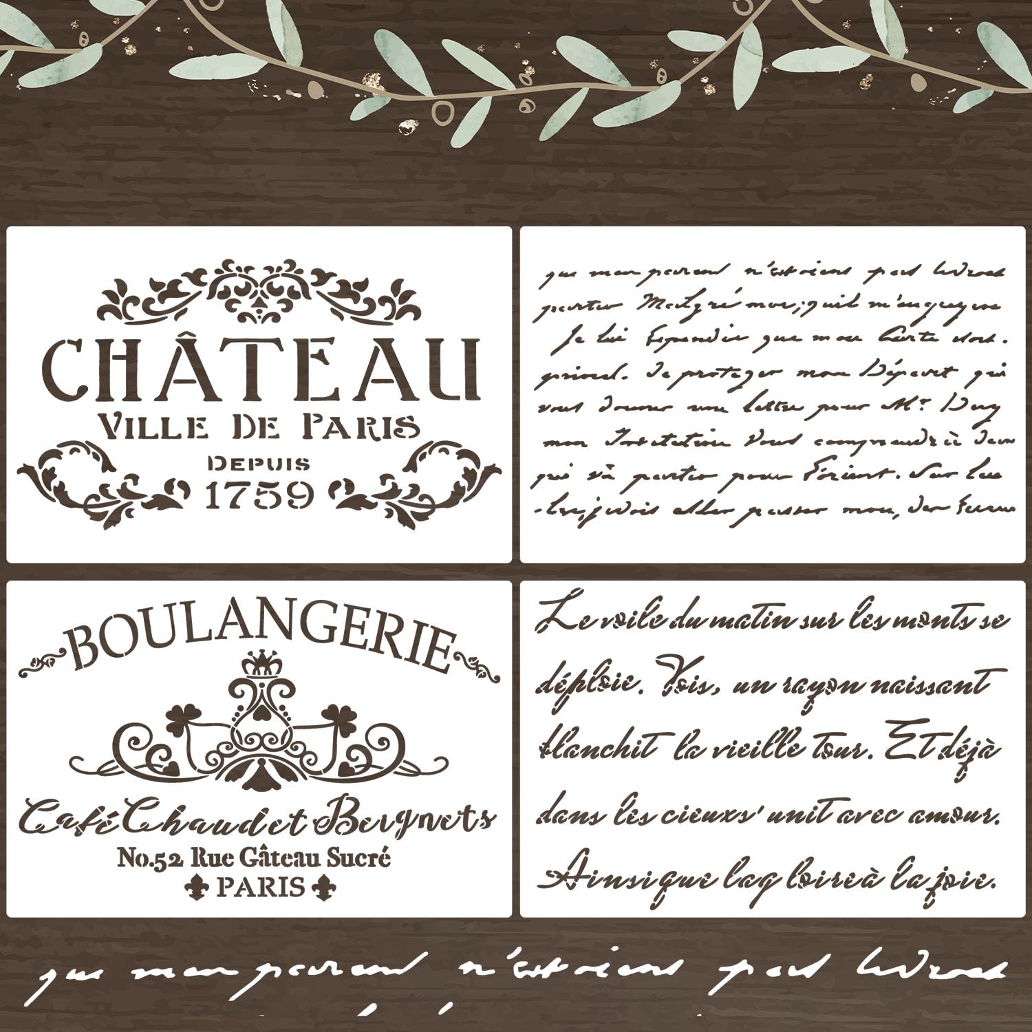 Snapklik.com : French Writing Stencils For Painting Script Stencils ...