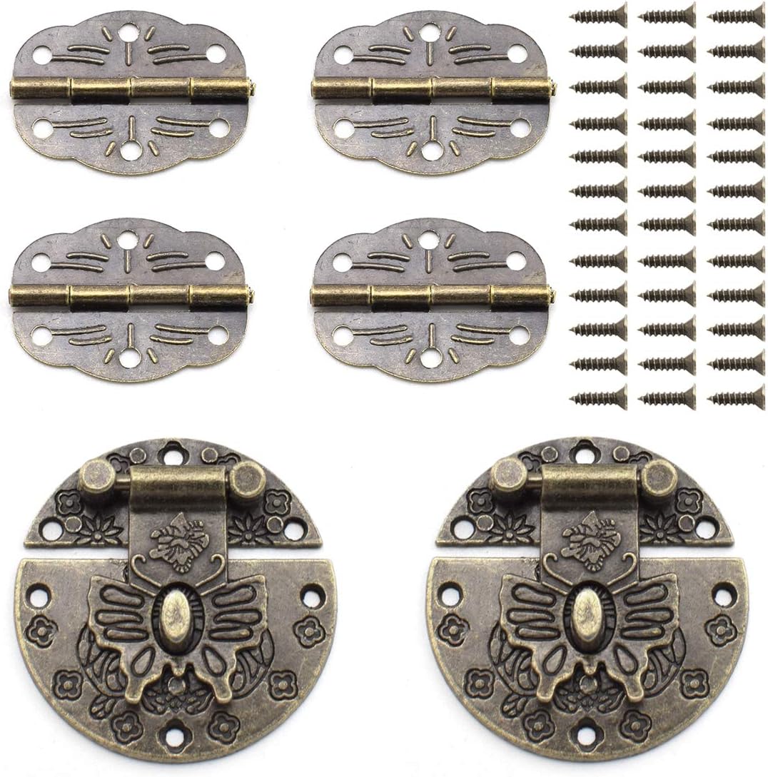 RAYNAG Set of 2 Butterfly Latch Hasp & Screws, Small Wooden Jewelry ...